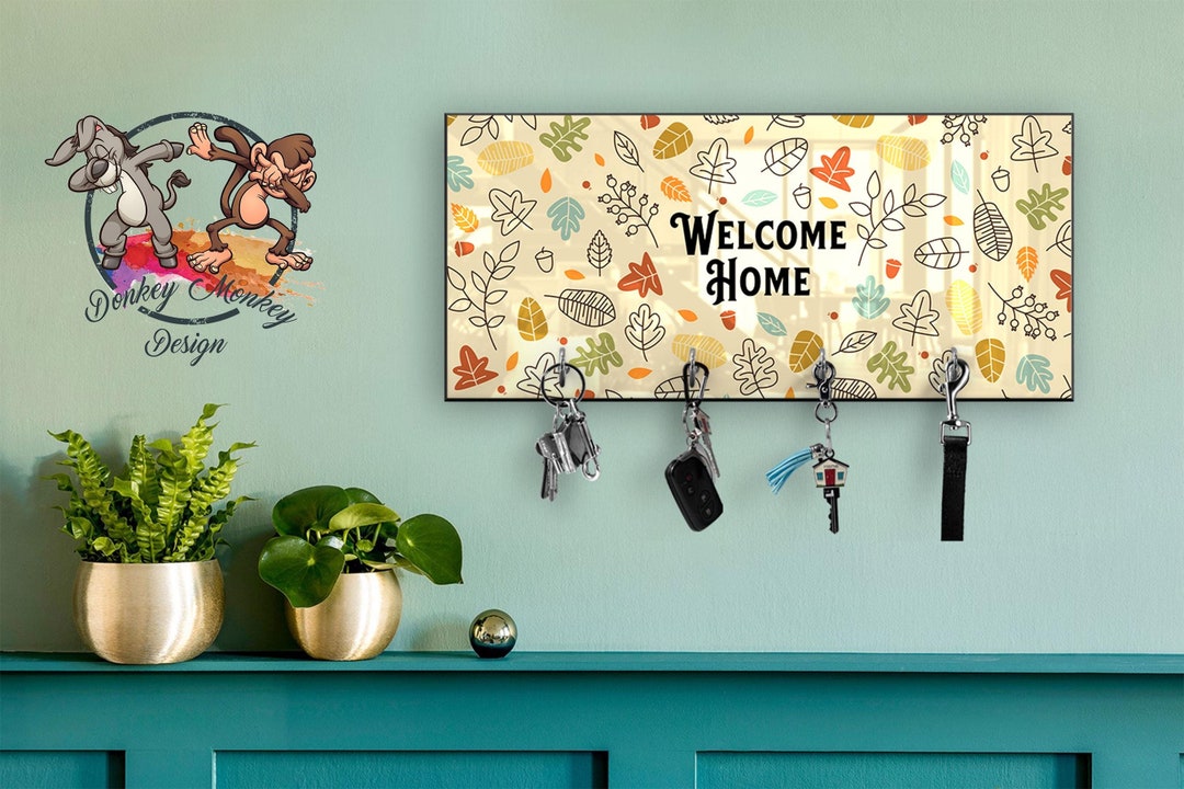 Personalised Key Holder for Wall, Custom Family Name Key Holder ...