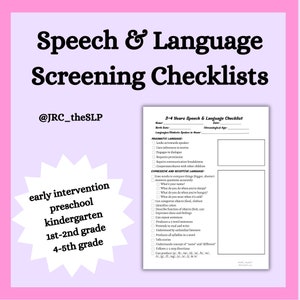 Speech & Language Screening Checklists, SLP Screeners, Speech Therapist ...
