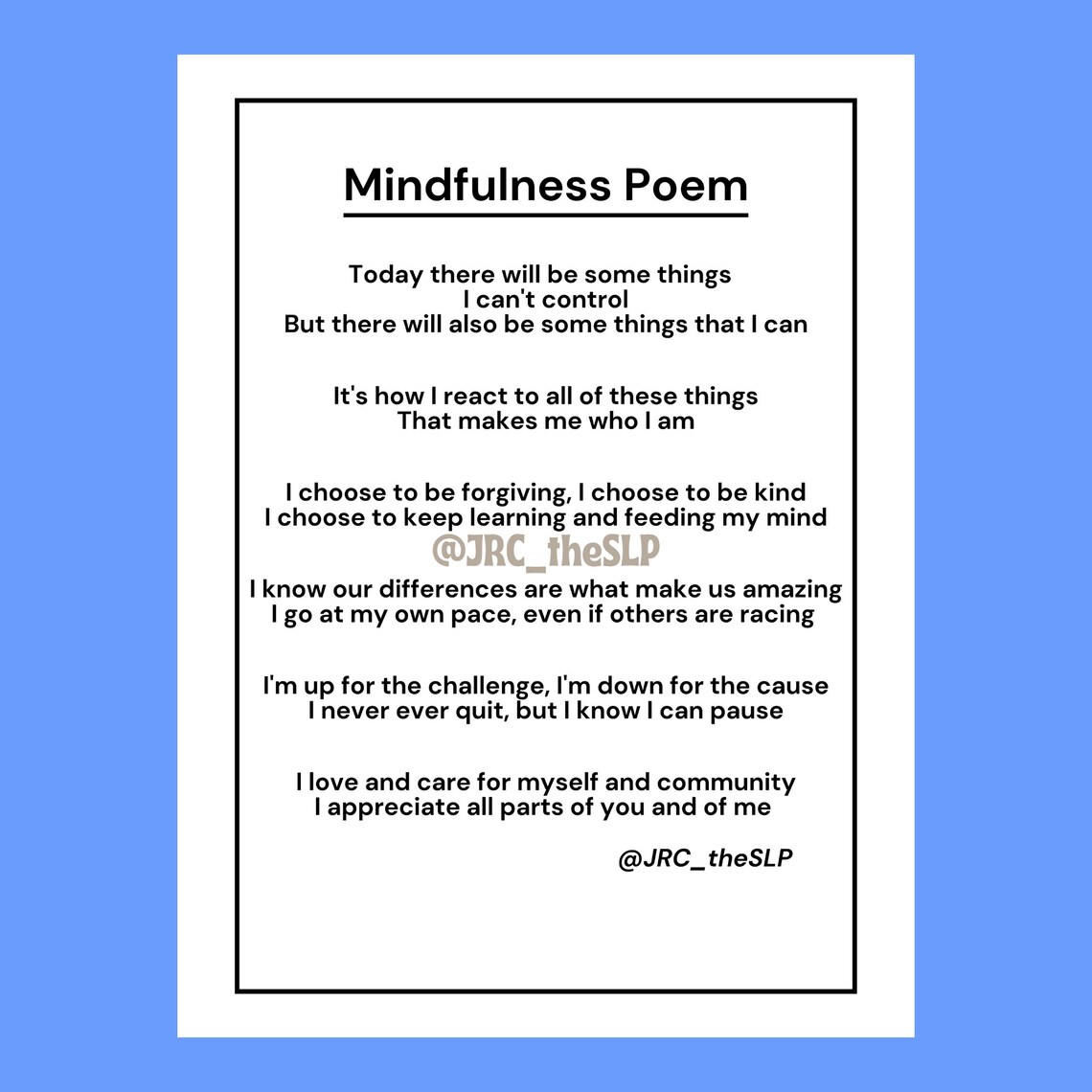 Mindfulness Poem Black and White, Minimalist, PDF Poster Digital ...