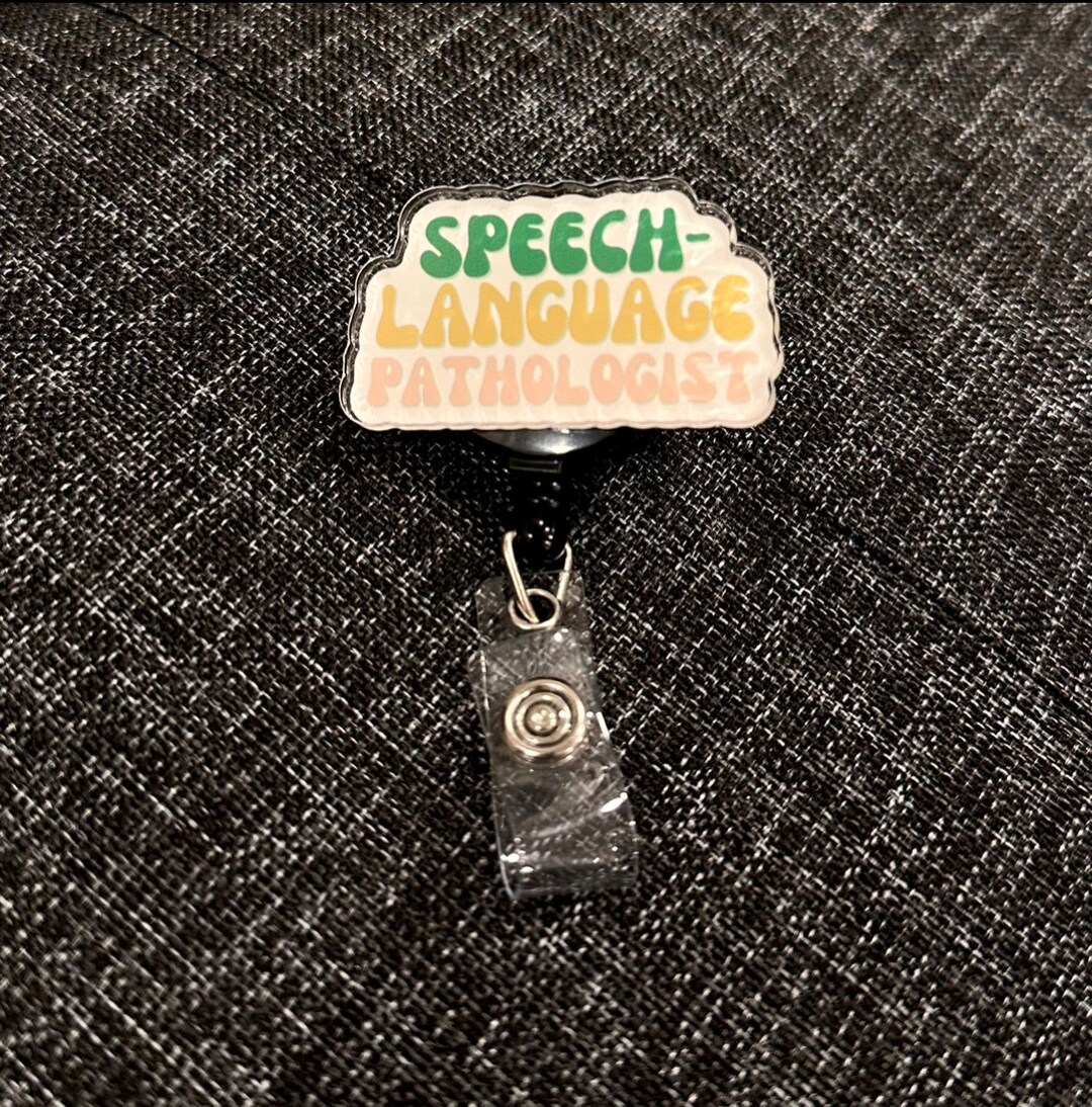 Pink and Green Speech-language Pathologist Retractable Badge Reel, SLP ...