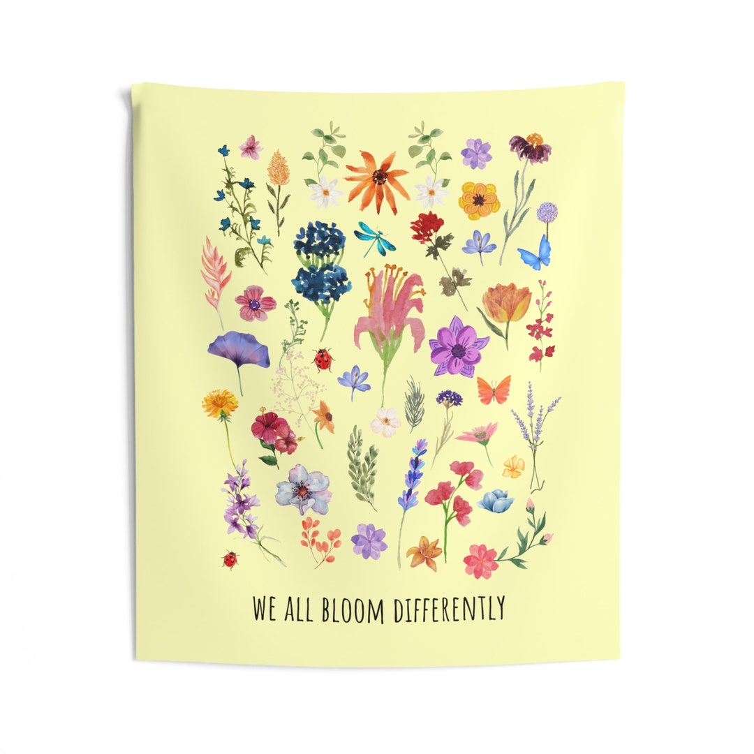 We All Bloom Differently Indoor Wall Tapestry, Classroom Decor, Speech ...