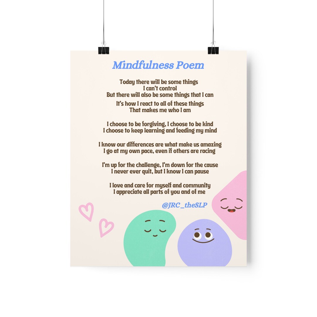 Mindfulness Poem Colorful PDF Digital Download Premium Matte Vertical ...
