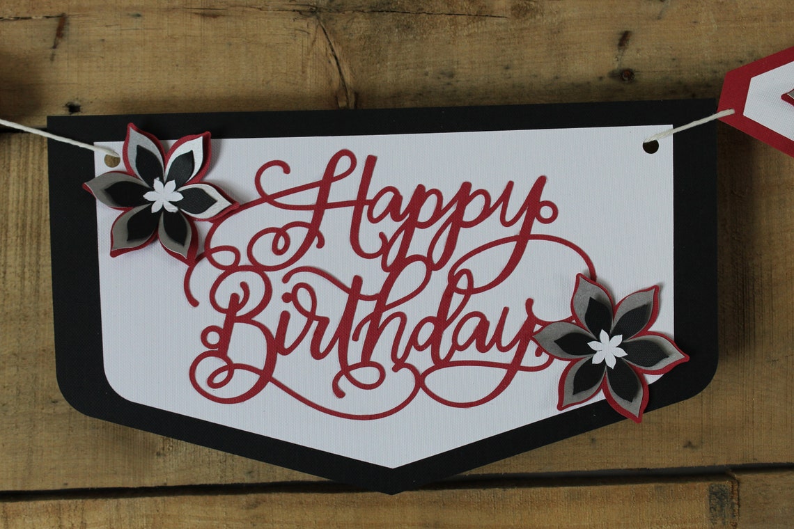 Happy Birthday Banner With Flowers | Party Banner | Custom Color ...