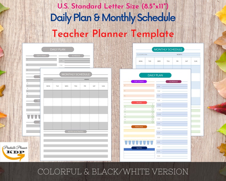 Printable Teacher Planner Template Daily Planner Monthly | Etsy