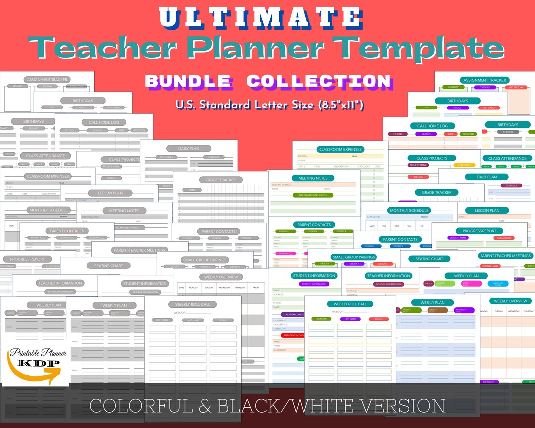 Printable Ultimate Teacher Lesson Planner Template, Printable Planner ...