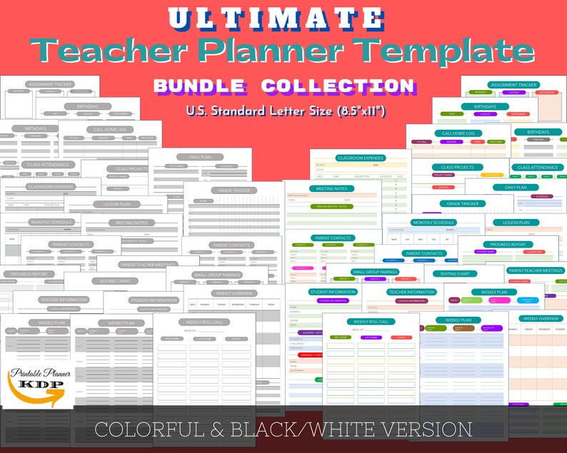 Printable Ultimate Teacher Lesson Planner Template, Printable Planner ...
