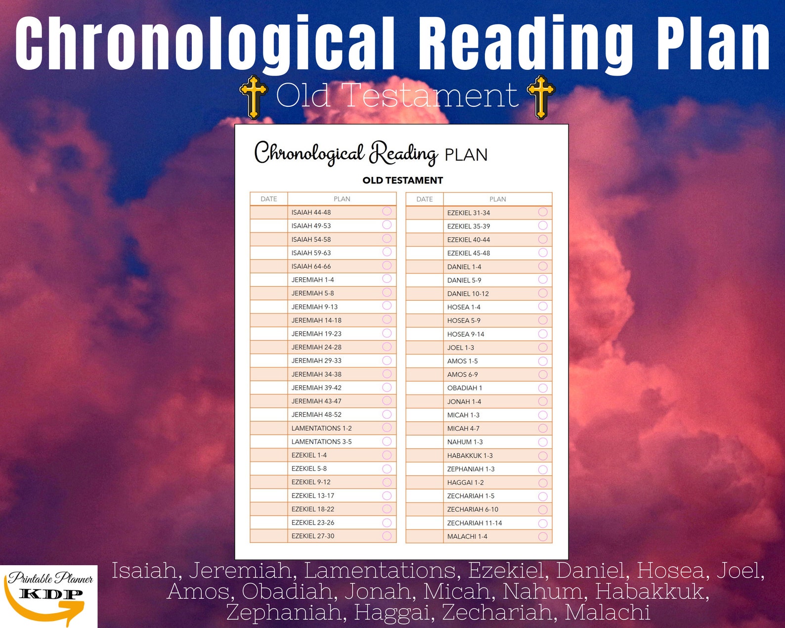 Printable Chronological Reading Plan 365, U.S. Standard Letter Size 8 ...