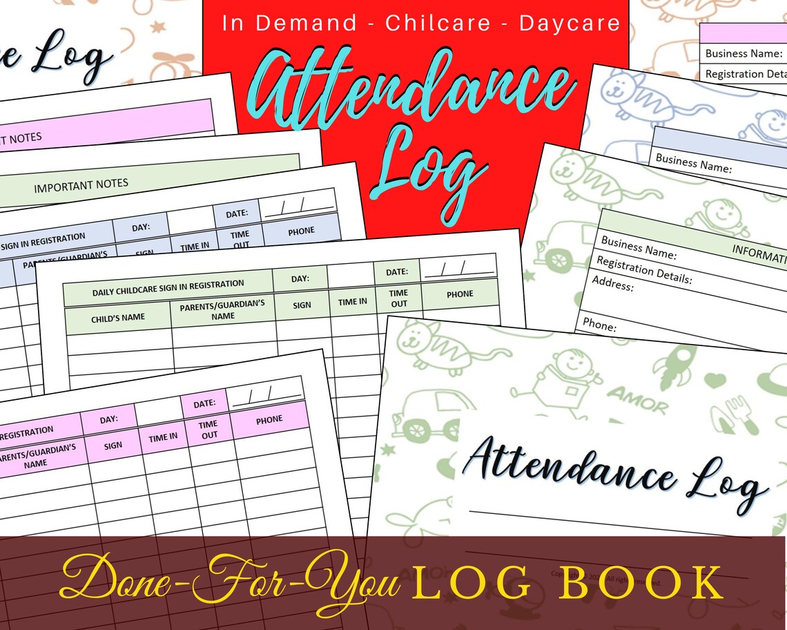 Buy Sign in and Sign-out Registration Log Book Perfect for Home Daycare ...