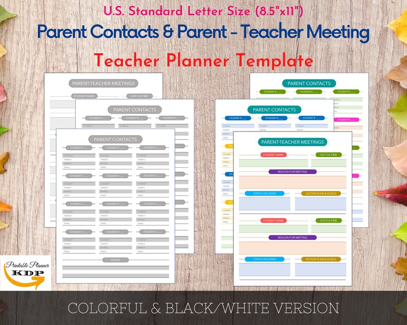 Teacher Planner Template Student Parent Contacts and - Etsy