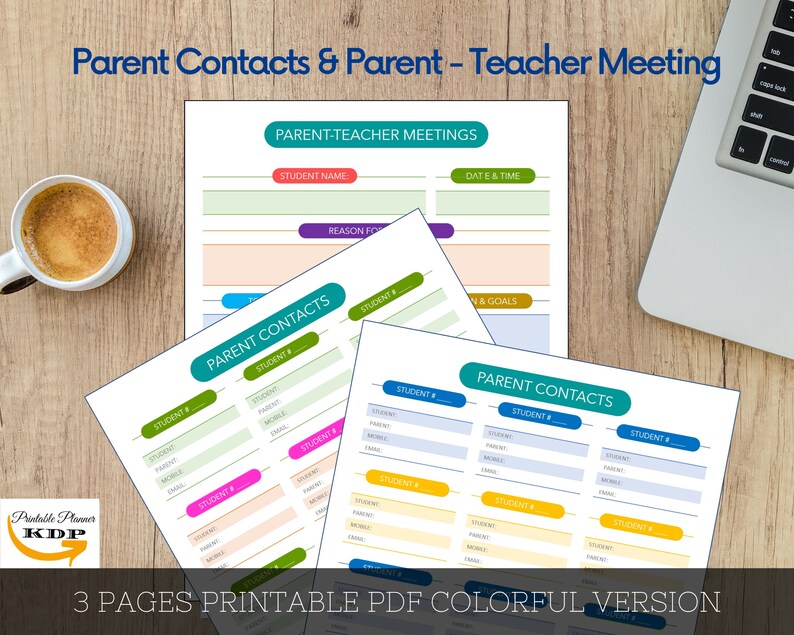 Teacher Planner Template, Student Parent Contacts and Parent-teacher ...