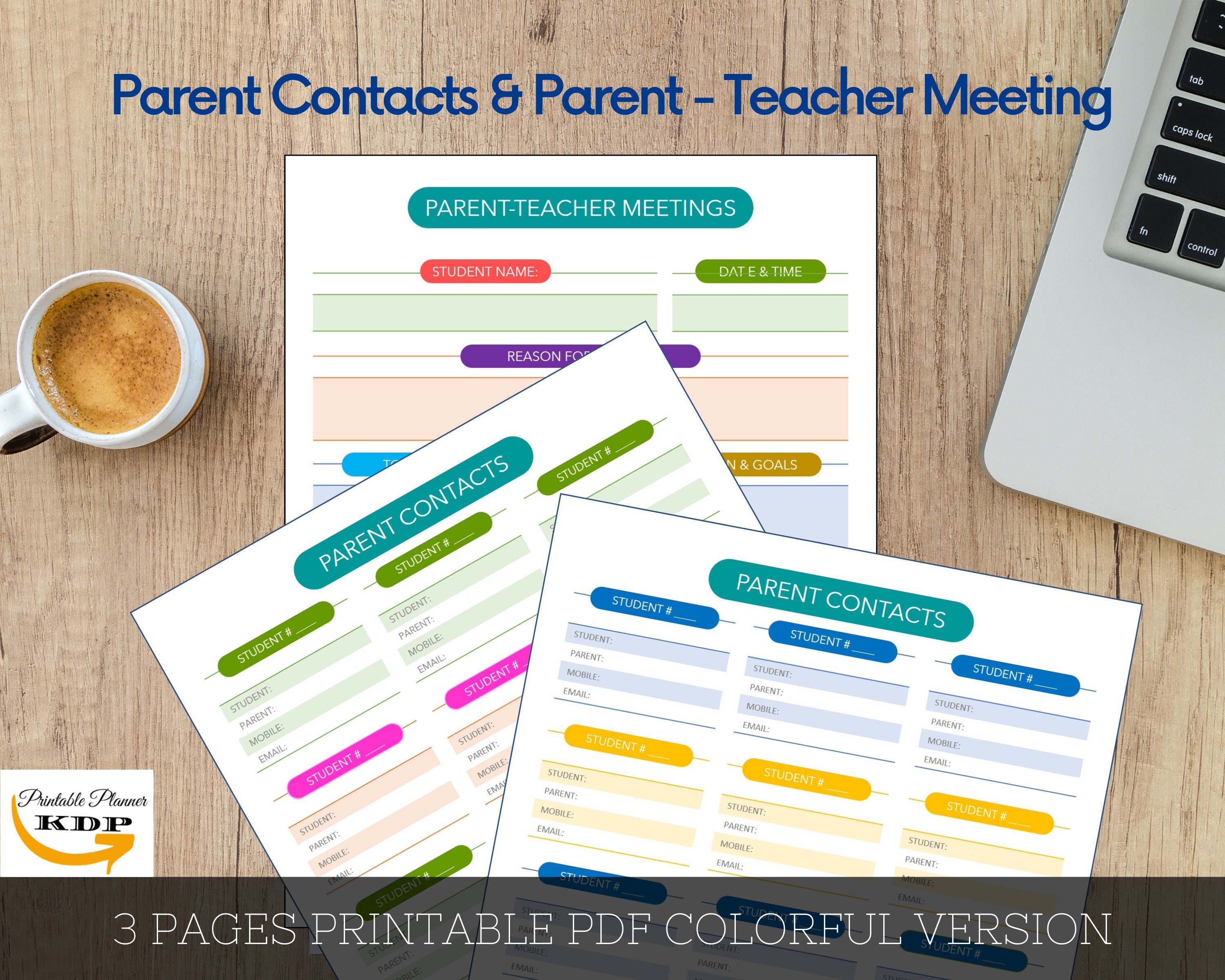 Teacher Planner Template, Student Parent Contacts and Parent-teacher ...