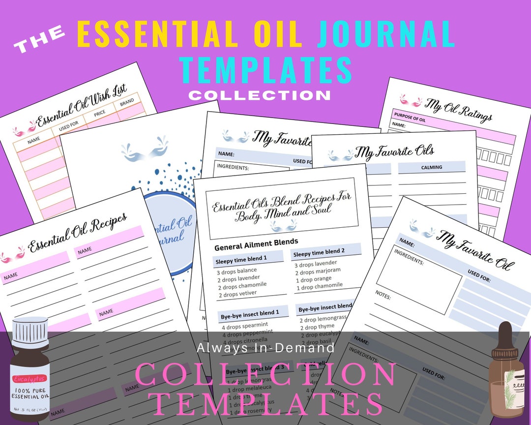 Essential Oil Journal Template Collection by Printable Planner KDP ...