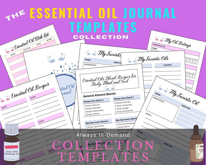 Essential Oil Journal Template Collection by Printable Planner KDP ...