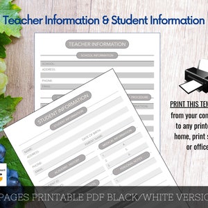 Teacher Planner Template, Teacher Information & Student Information ...