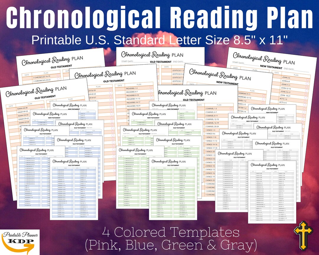 Printable Chronological Reading Plan 365, U.S. Standard Letter Size 8 ...