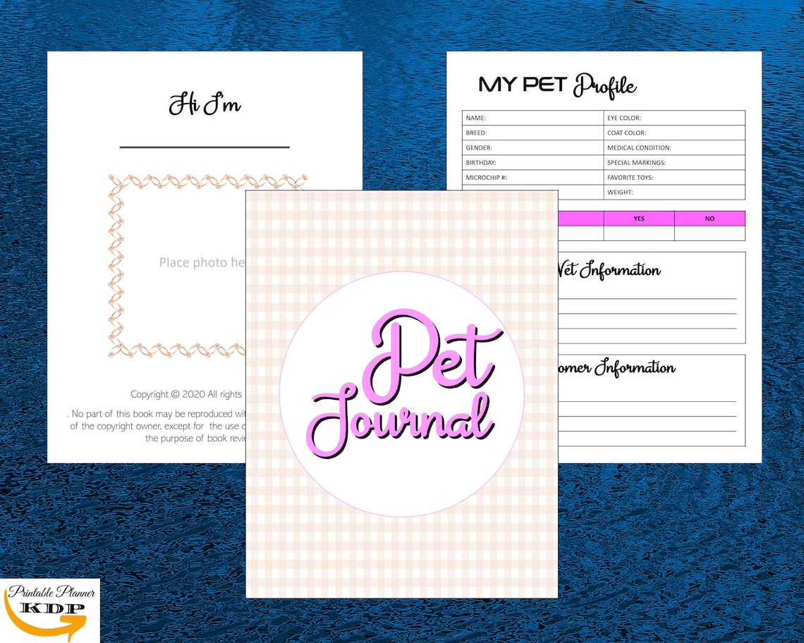 Printable Pet Journal Template Collection, Pet Wellness Care, Pet ...