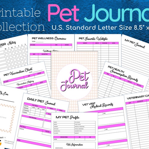 Printable Pet Journal Template Collection Pet Wellness Care - Etsy