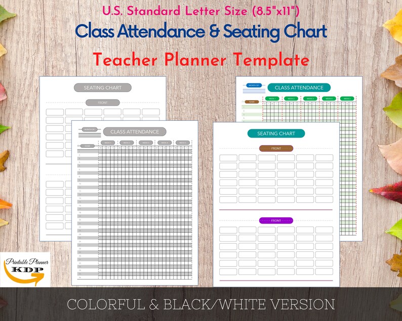 Teacher Planner Template Class Attendance Template Seating - Etsy