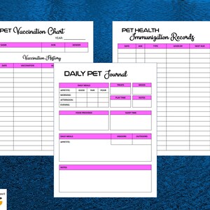 Printable Pet Journal Template Collection, Pet Wellness Care, Pet ...