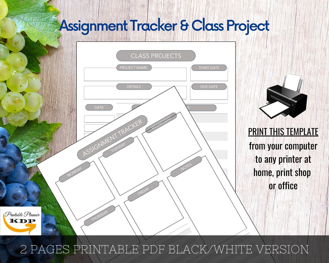Printable Assignment Tracker, Class Project Tracker, Teacher Lesson ...