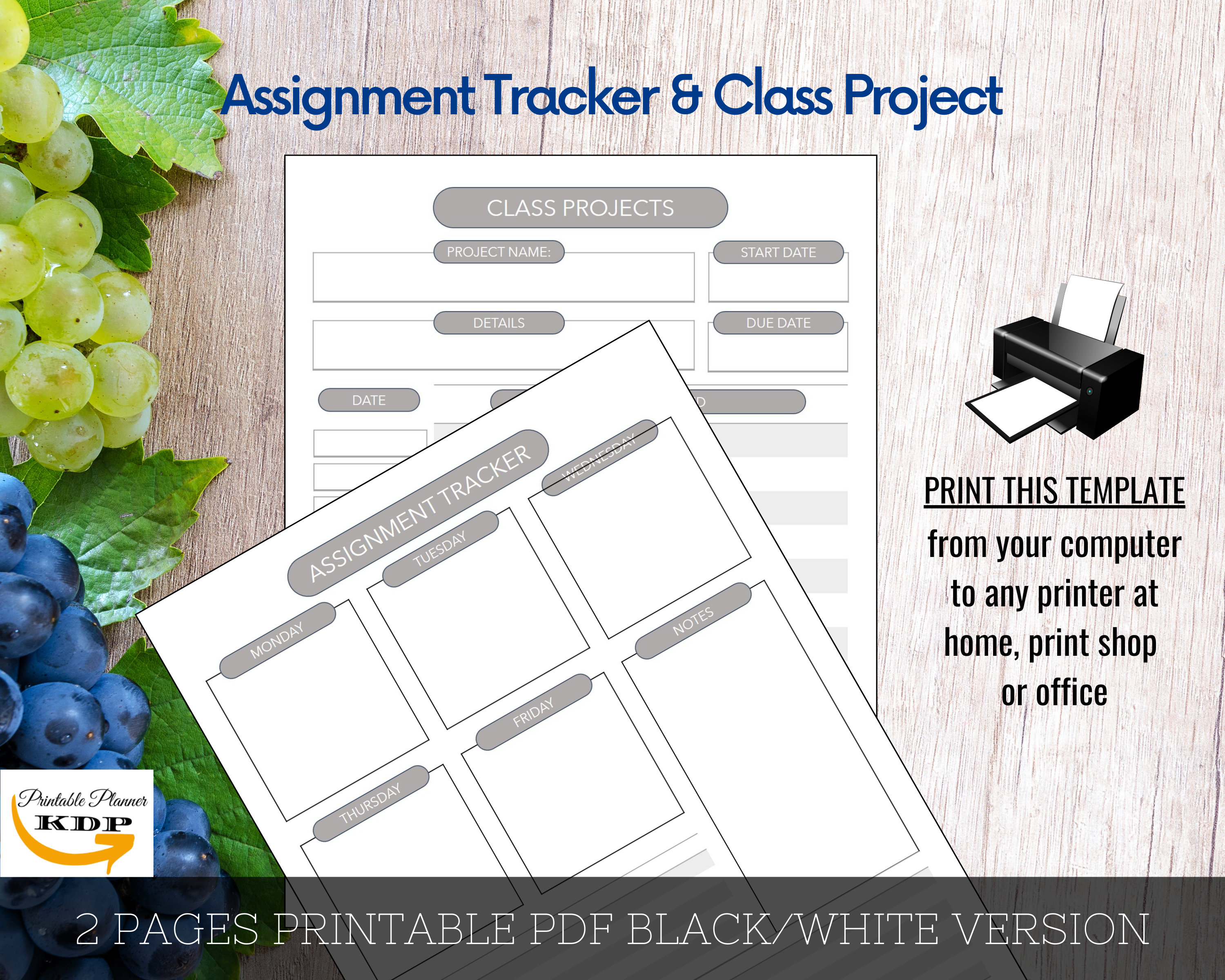 Printable Assignment Tracker, Class Project Tracker, Teacher Lesson ...