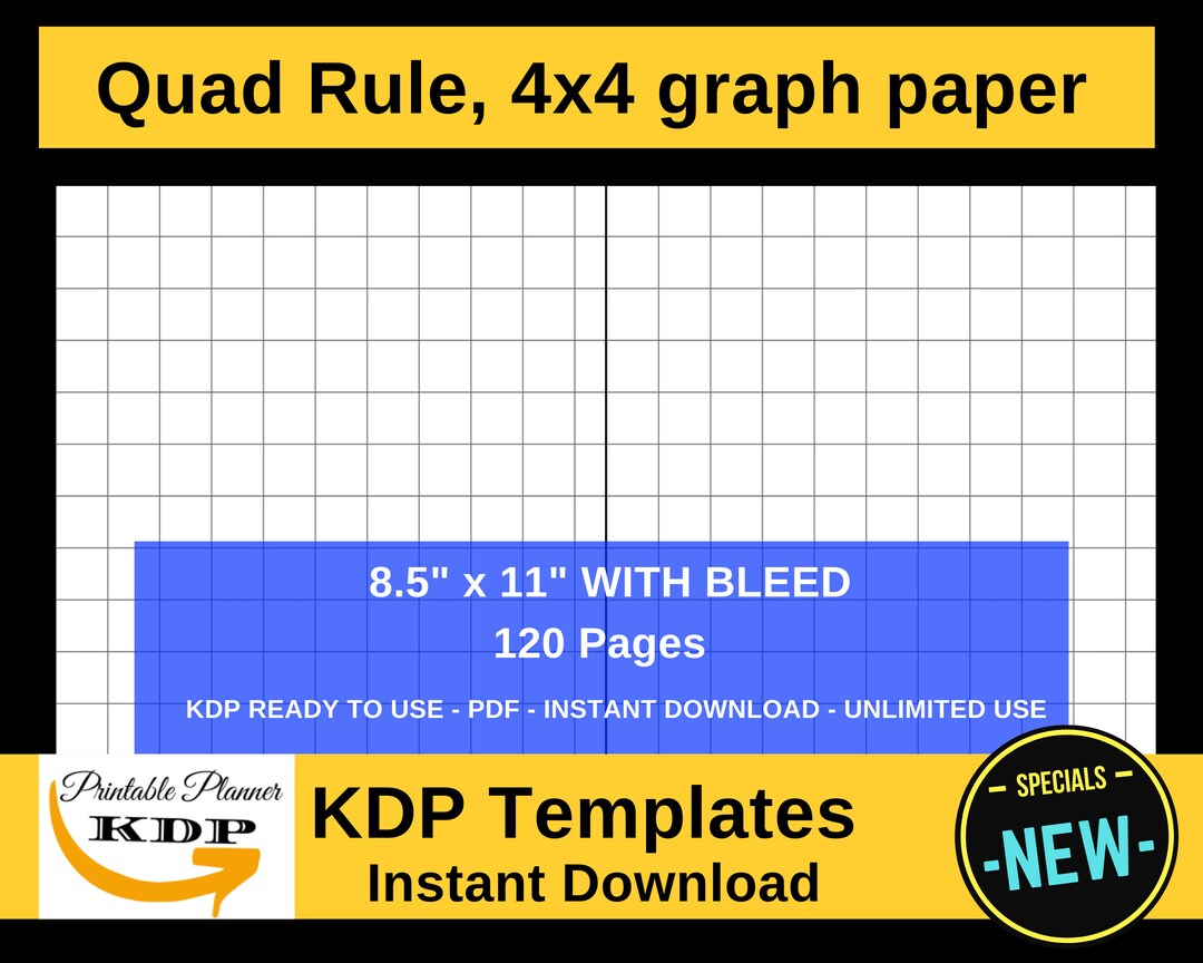 8.5x 11 Quad Rule 4x4 Graph Paper KDP Interior - Etsy