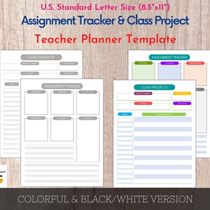 Printable Assignment Tracker, Class Project Tracker, Teacher Lesson ...
