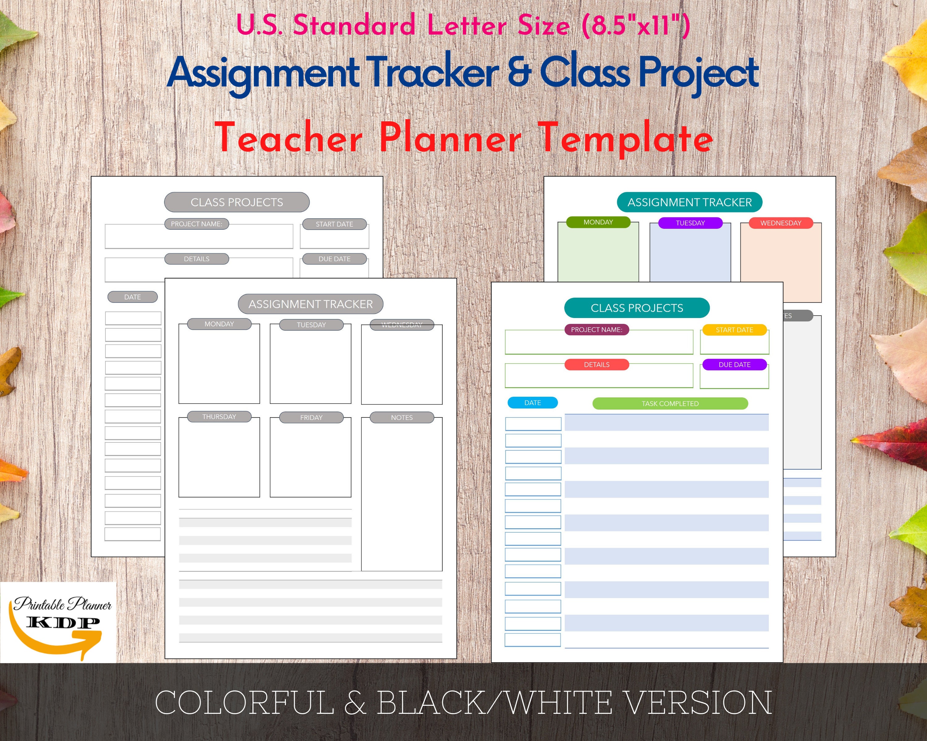 Printable Assignment Tracker, Class Project Tracker, Teacher Lesson ...