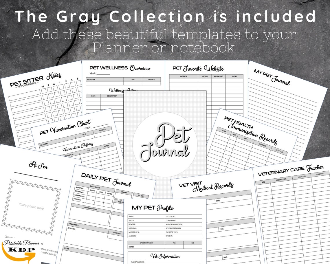 Printable Pet Journal Template Collection, Pet Wellness Care, Pet ...