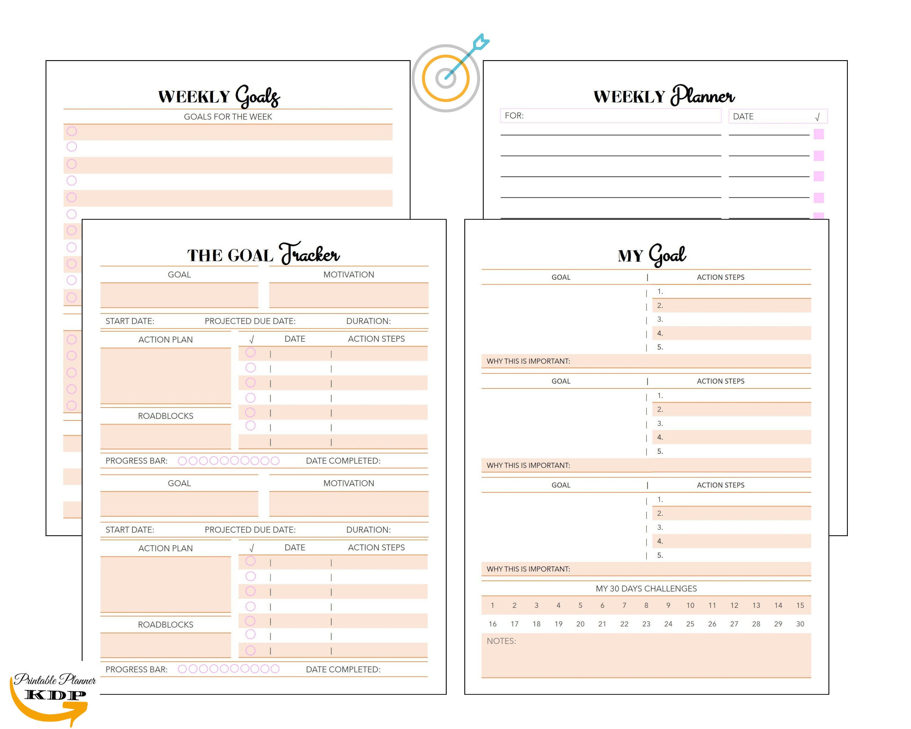 Goal Setting Planner & Journal Template Gorgeous Collection, Goal ...