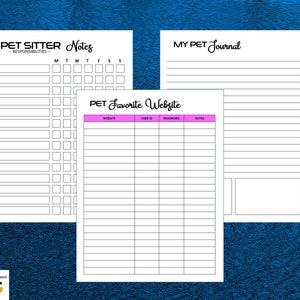 Printable Pet Journal Template Collection, Pet Wellness Care, Pet ...