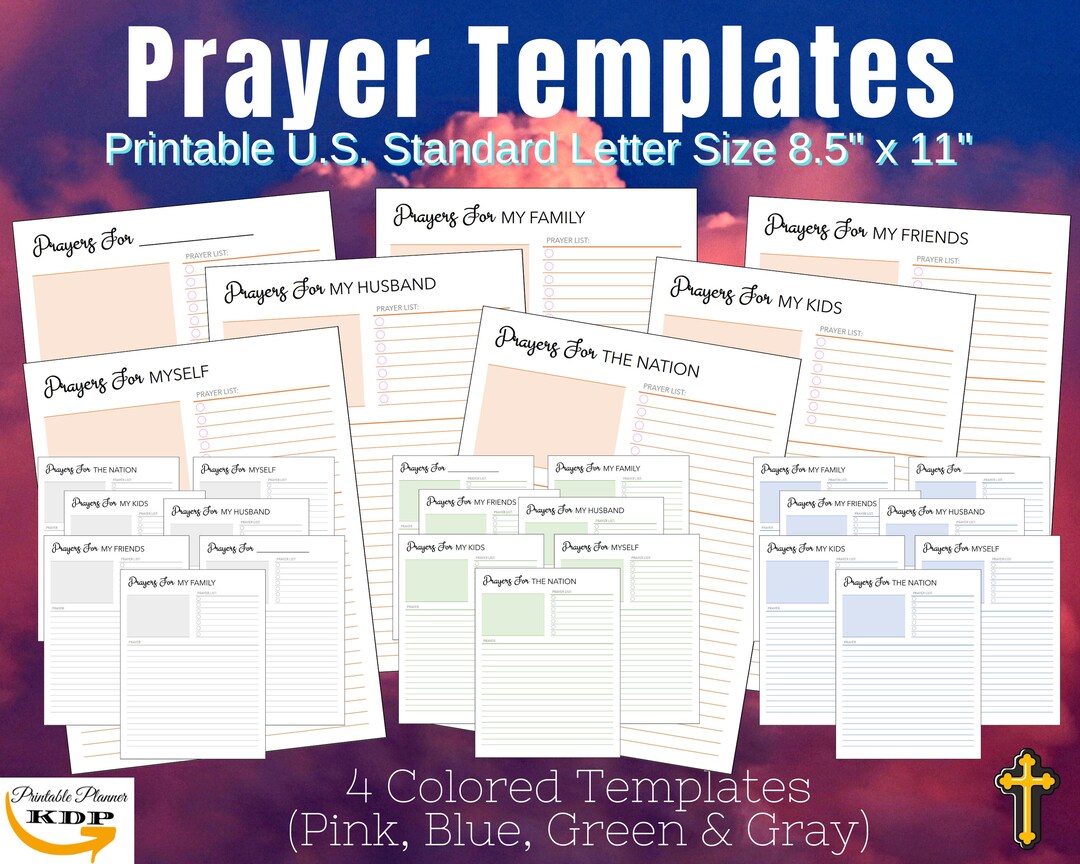 Printable Prayer for Templates, U.S. Standard Letter Size 8.5x11, PDF ...