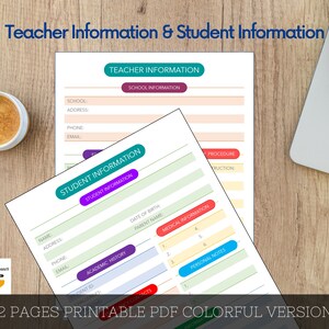 Teacher Planner Template Teacher Information & Student | Etsy
