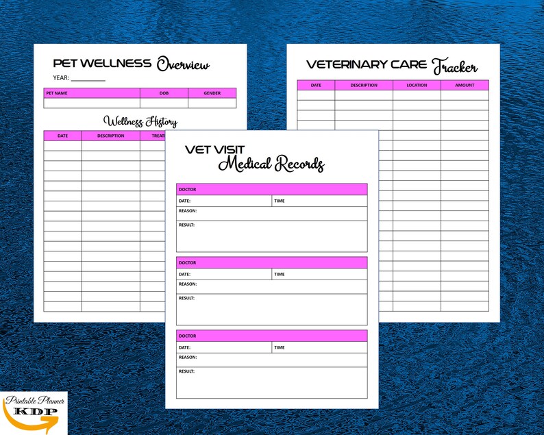 Printable Pet Journal Template Collection, Pet Wellness Care, Pet ...