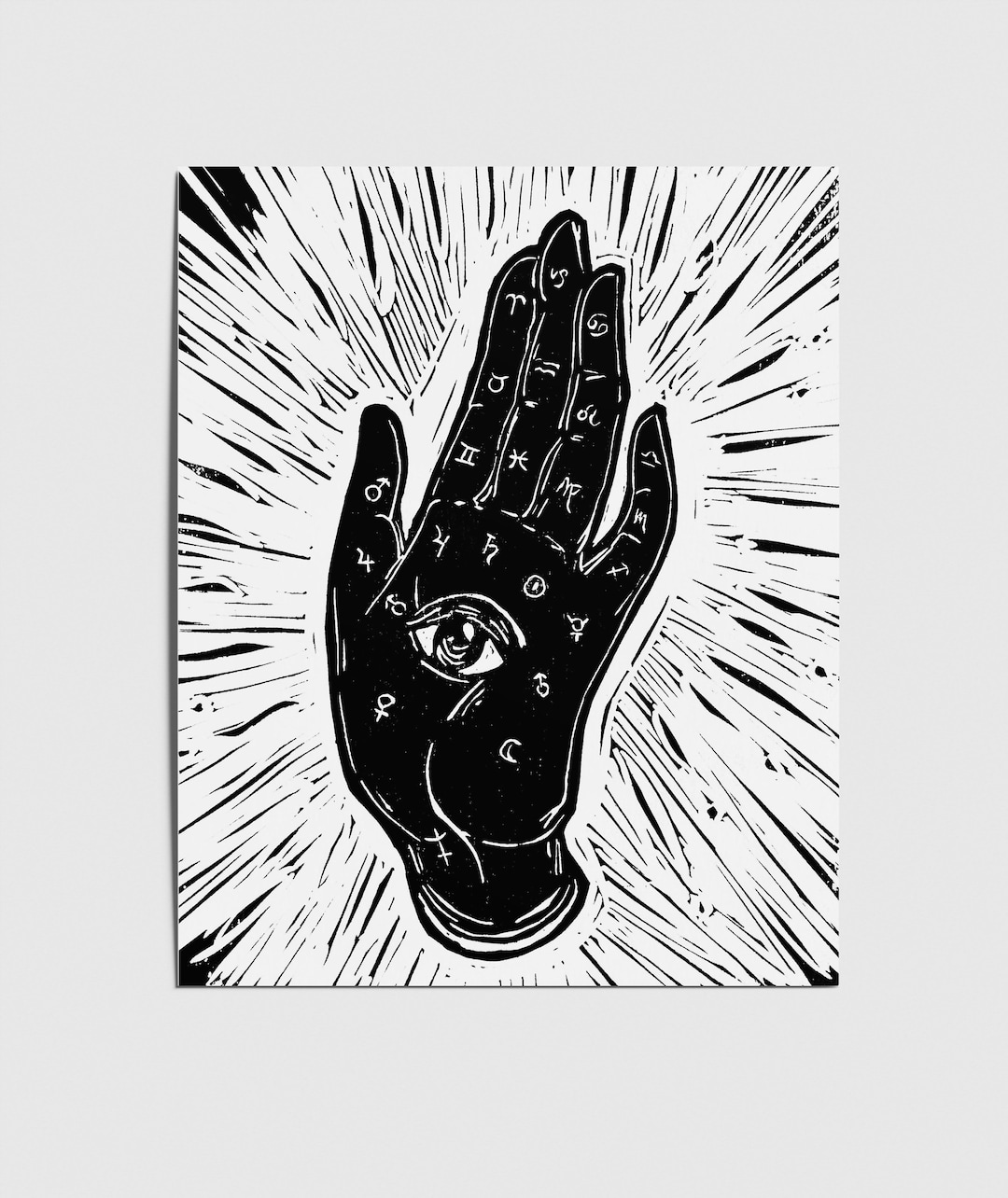 Esoteric Hand Lino Print - Etsy
