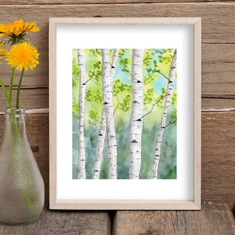 Grove of Aspen Trees Watercolor PRINT, Tree Lover, Gift for Couple ...