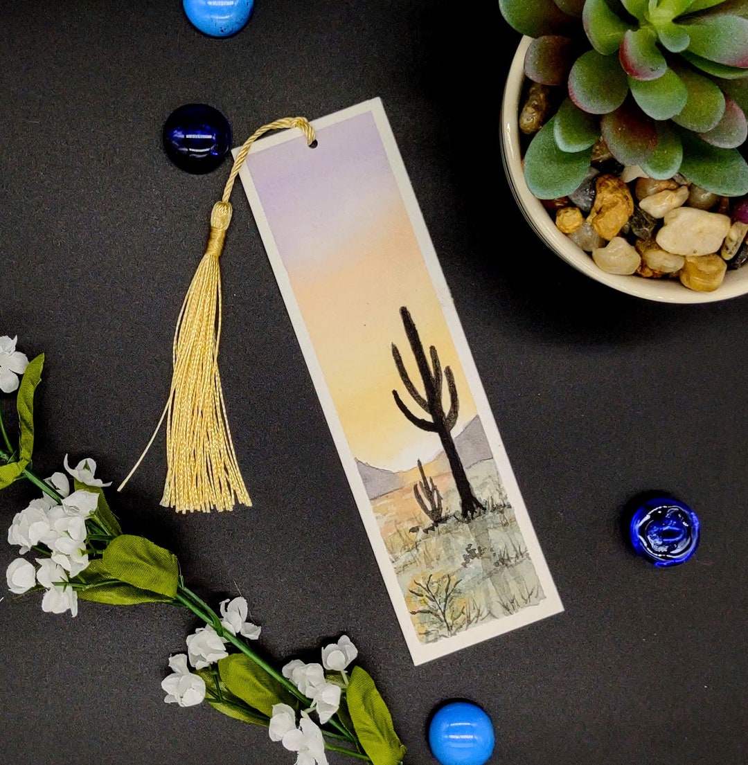 Saguaro Cactus Watercolor Bookmark, Desert, Book Lover Gift, Stocking ...