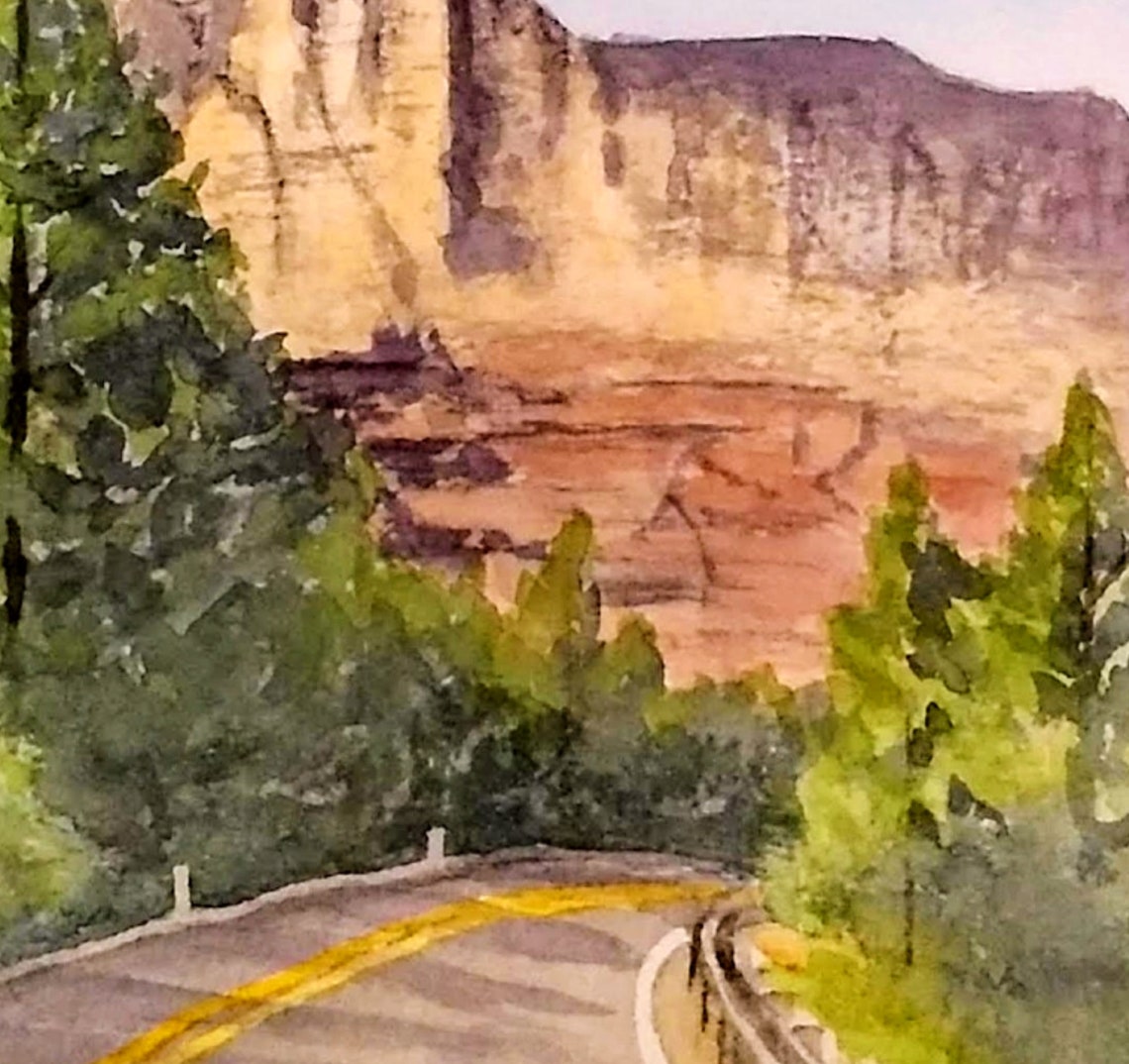 Sedona Arizona Mountains and Trees Watercolor Original 7 X - Etsy