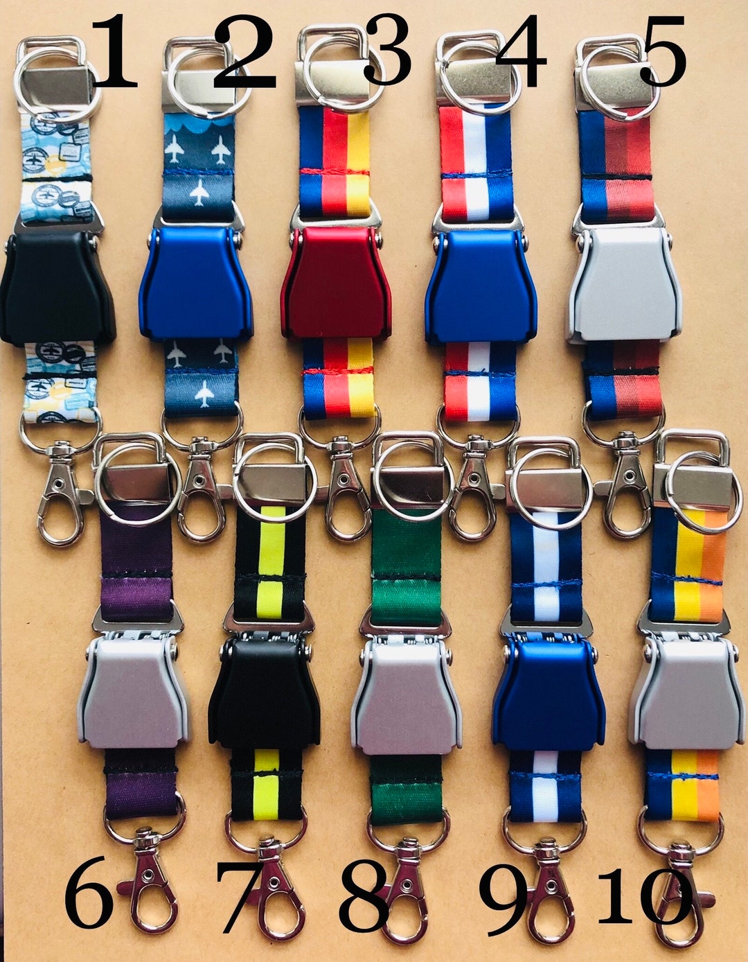 Mini Aircraft Seatbelt Key Holder,id Badge,key Chain,airline Colors ...