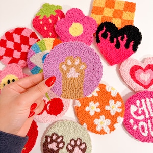 Punch Needle Mug Rug Mug Rug Desk Coasters Tufted Punch Needle Art ...