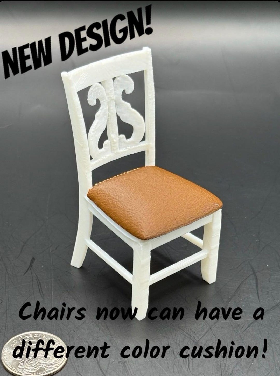 1:12 Scale Dollhouse Dining Chairs – 3D Printed Miniature Ornate Chairs ...