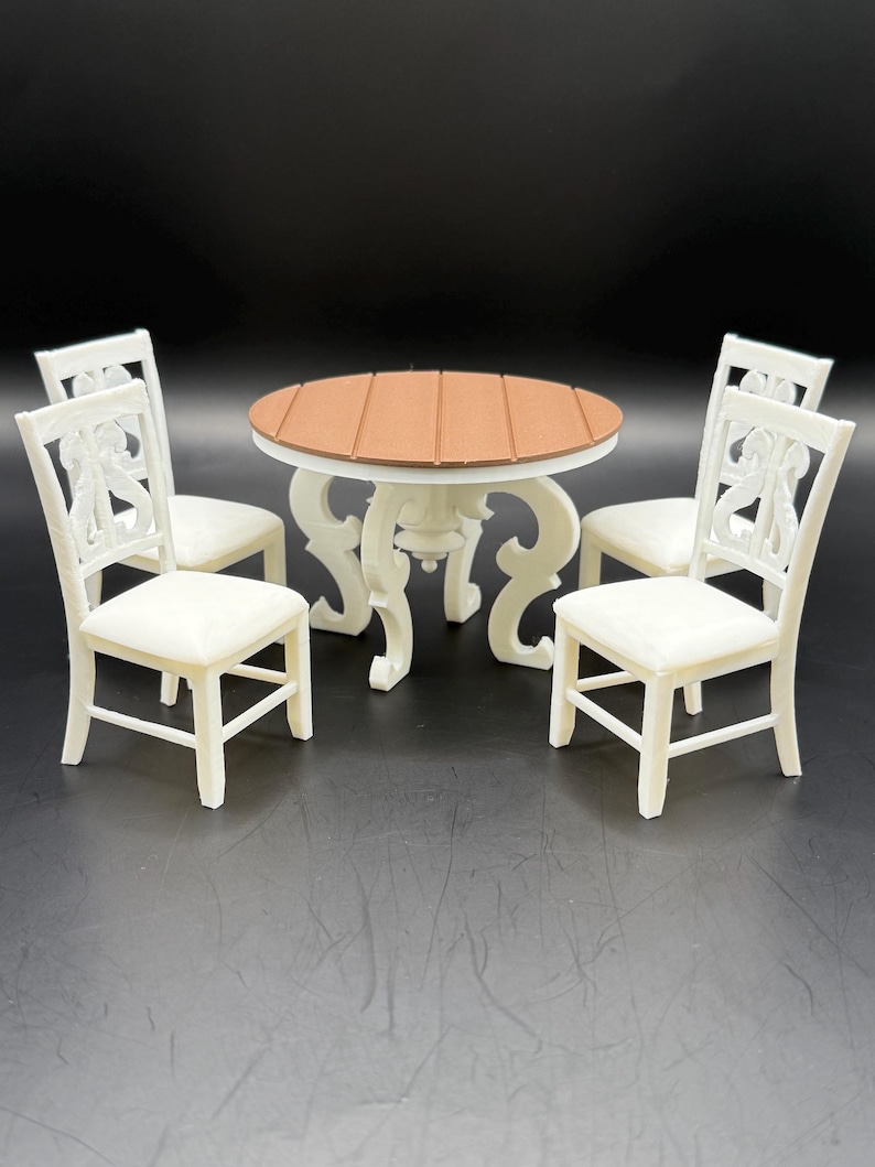1:12 Scale Dollhouse Dining Set – 3D Printed Miniature Round Table and ...