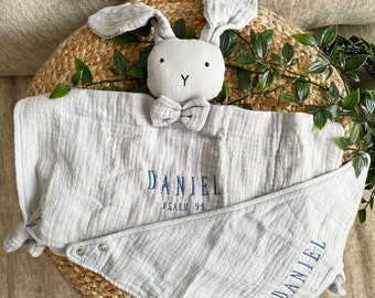 Personalized Muslin Bunny Lovey Christian Baby Gift Baptism - Etsy
