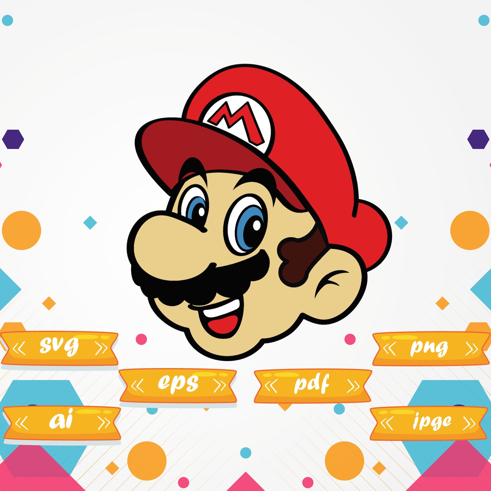 Super Mario MarioSVGcut files silhouette Cricut instant | Etsy