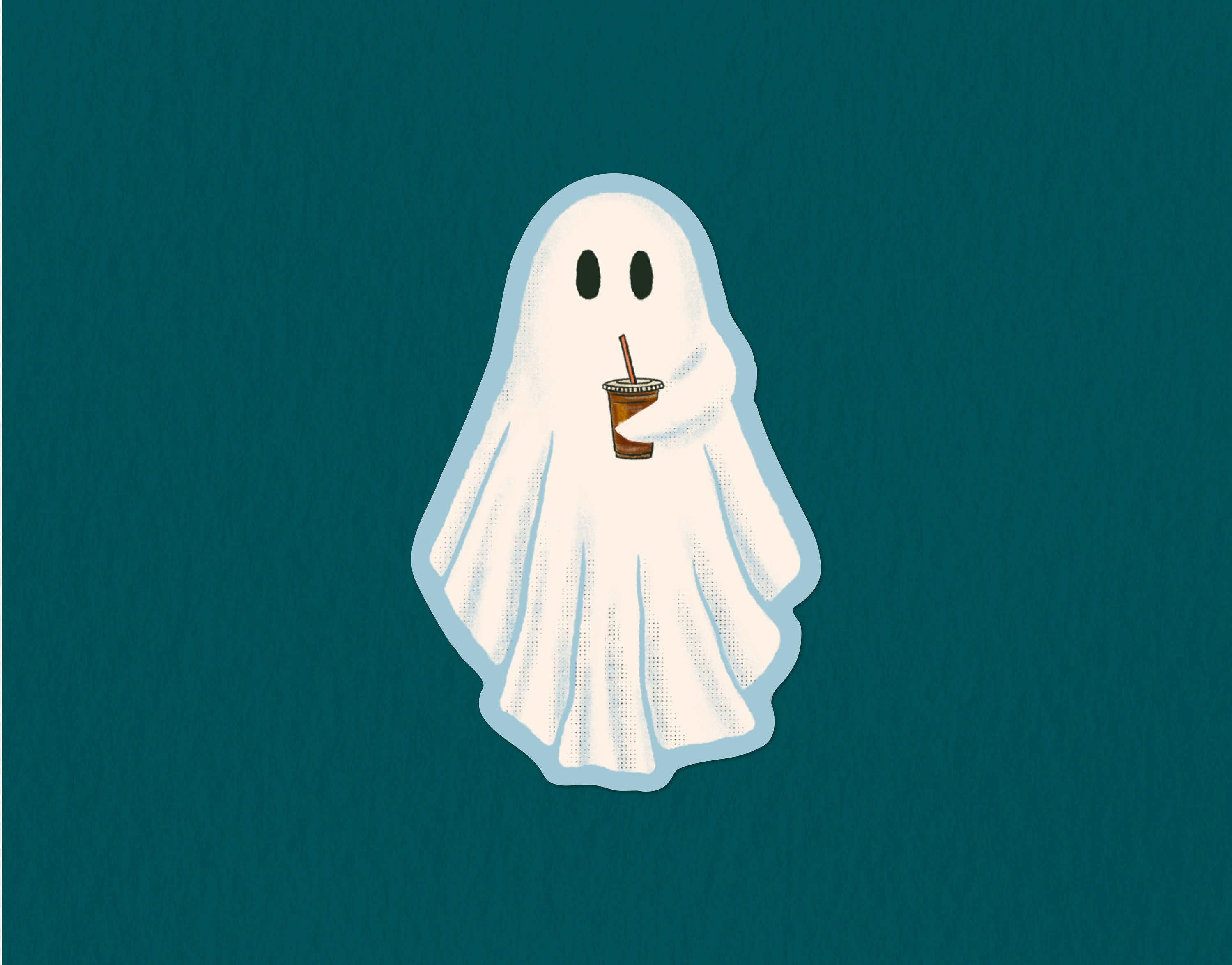 Ghost Coffee Durable Vinyl Sticker - Etsy
