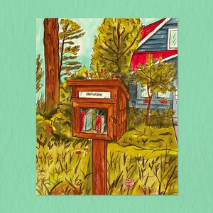 Little Free Library 8x10 Print Digital Drawing - Etsy
