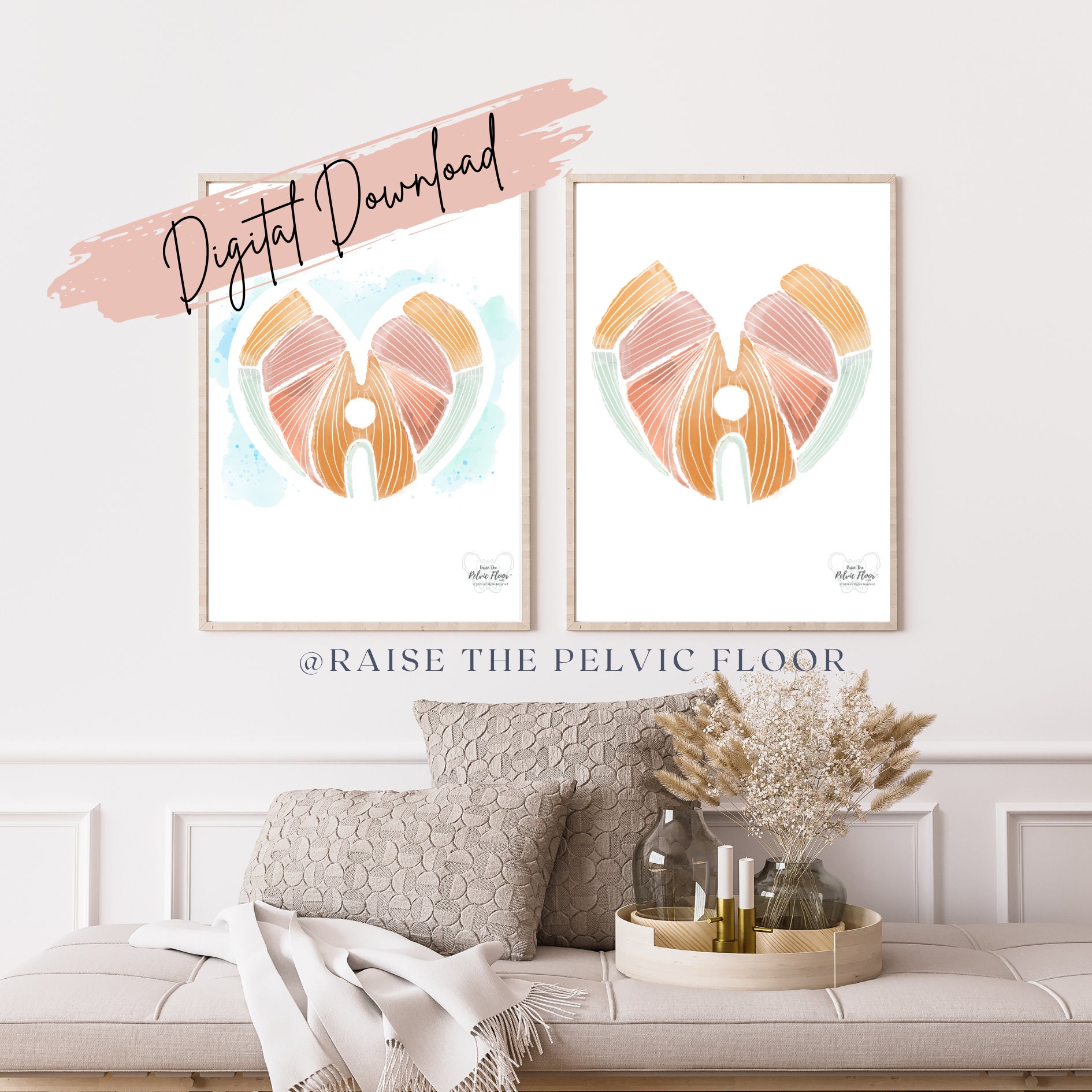 Pelvic Floor Art Abstract Watercolor DIGITAL DOWNLOAD* | Kegel Muscle ...