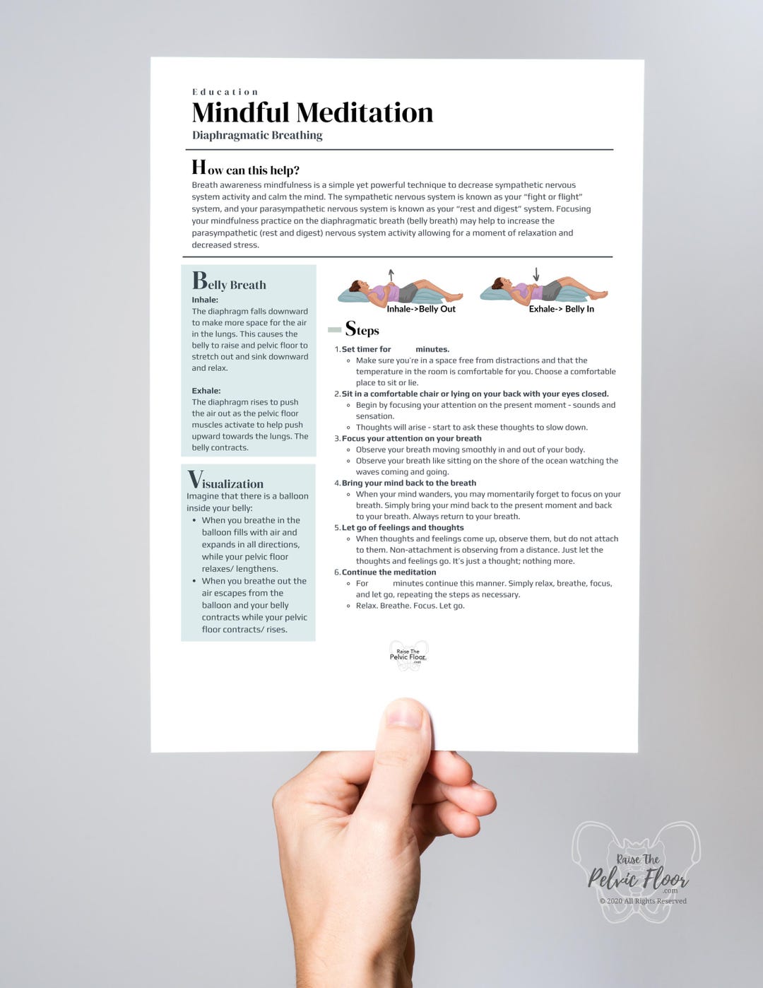 Guided Meditation Pelvic Health Handout | Mindfulness & Stress Relief ...