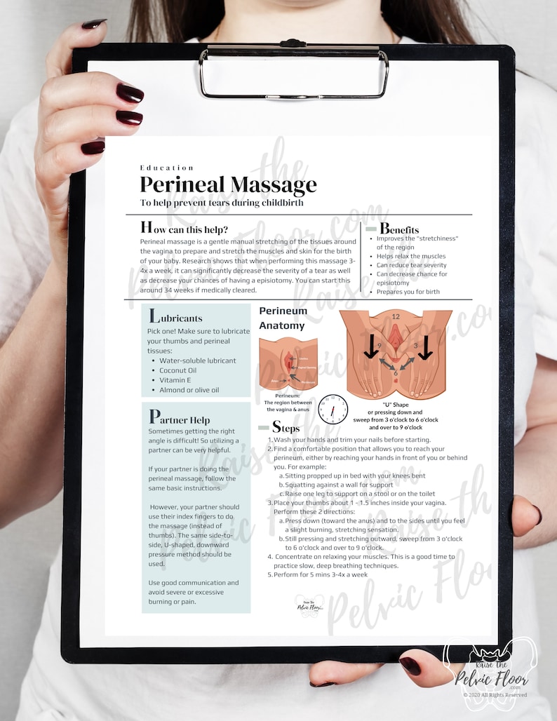 Digital Download* Perineal Massage Instruction Handout Flyer- Pregnancy Labor Prep| Pelvic Floor ...
