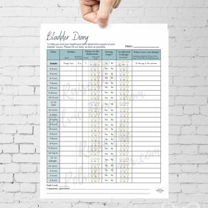 Bladder Diary Handout *DIGITAL DOWNLOAD* | Bladder Void Log Track ...